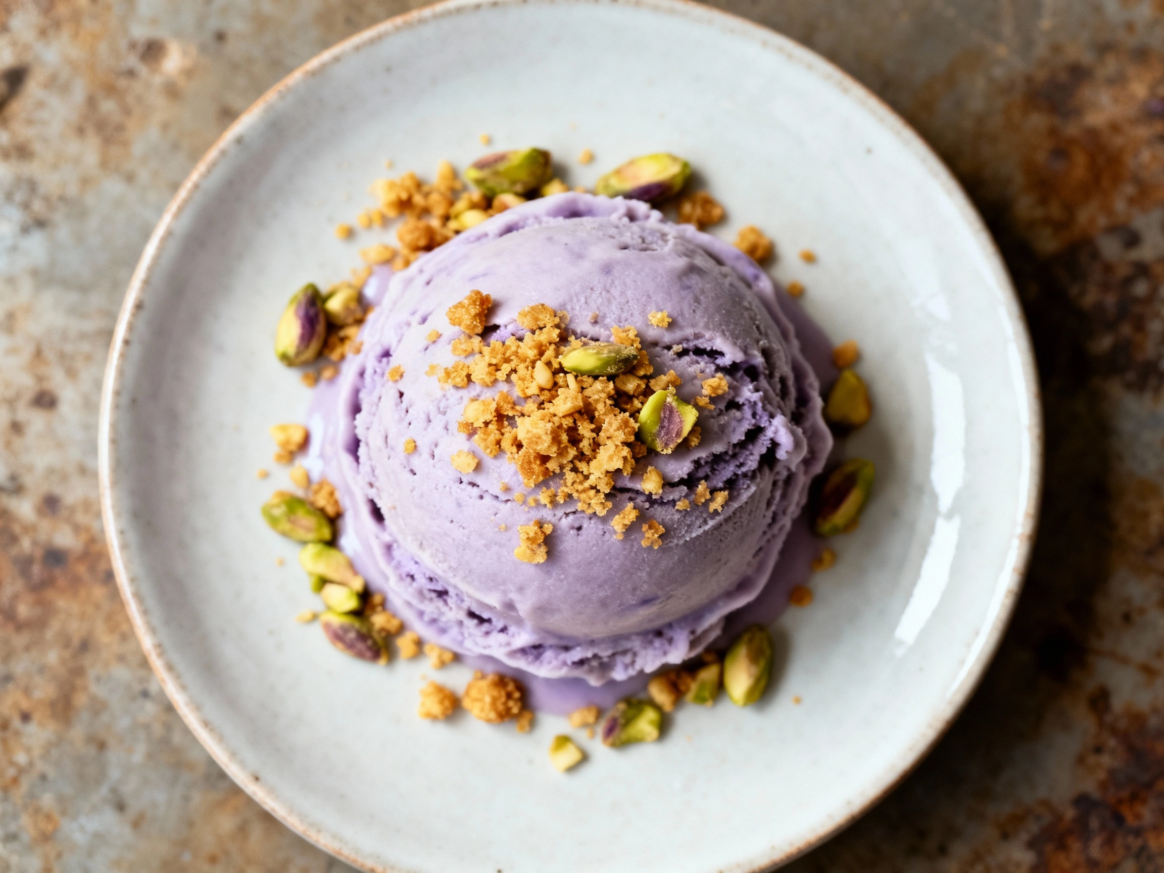 Lavender Honey Gelato with Pistachio Crumble | Recipe Deck