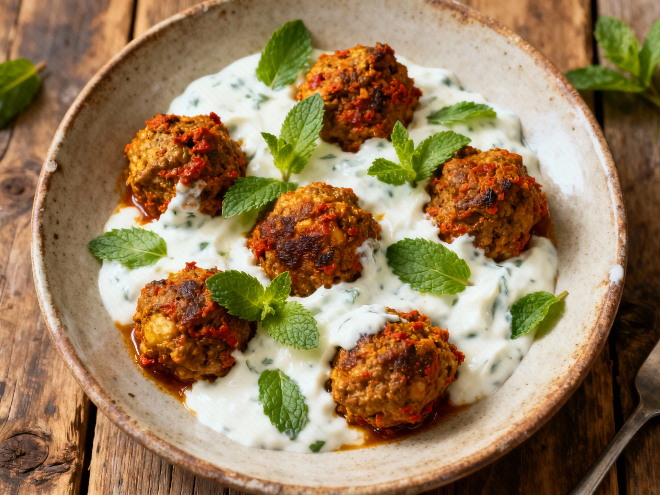 Harissa Spiced Lamb Meatballs with Mint Yogurt recipe | Recipe Deck