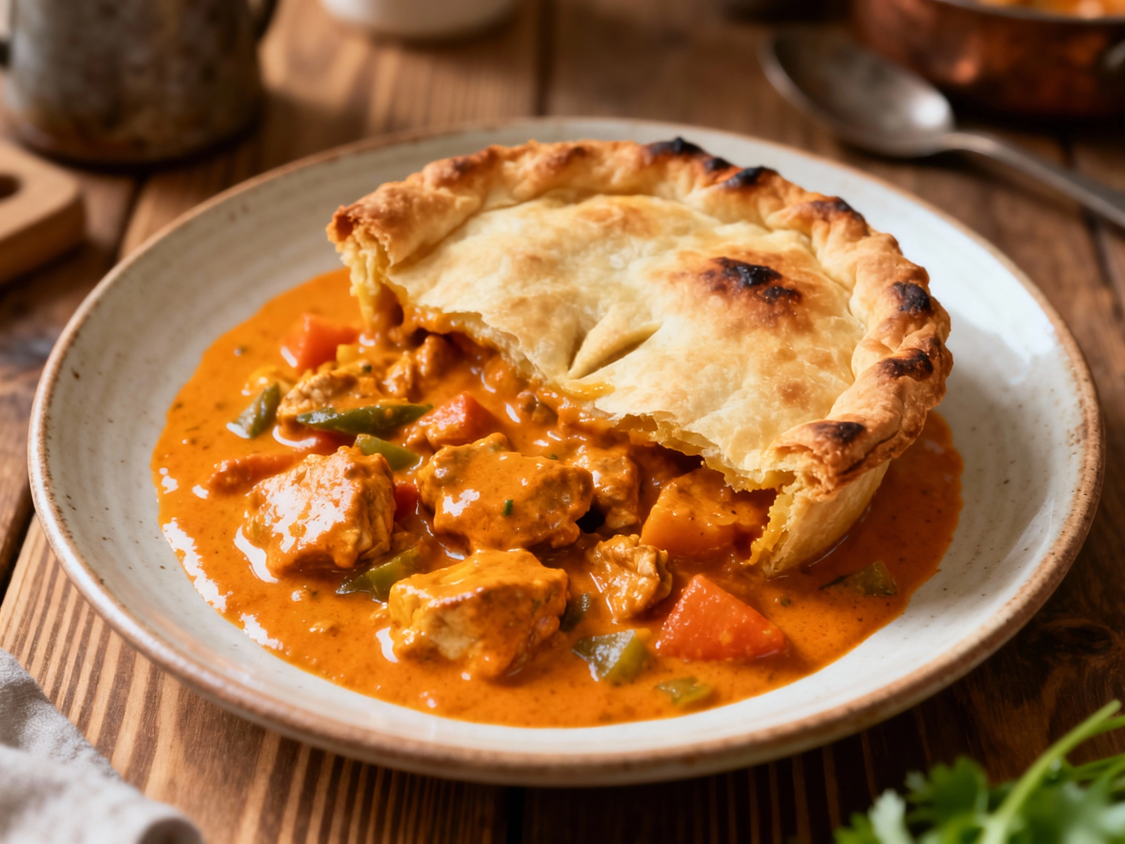 Indian Butter Chicken Pot Pie recipe | Recipe Deck